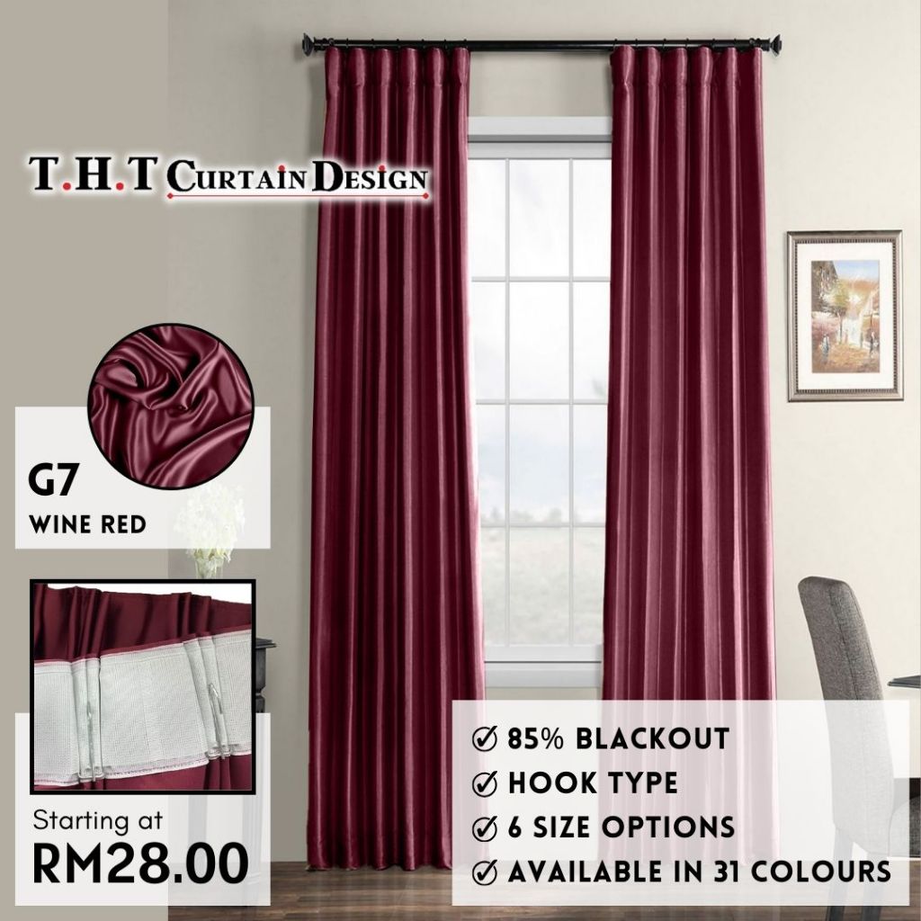 G7 MAROON ! Siap Jahit Langsir Rumah, Langsir RAYA Kain Tebal Blackout ...