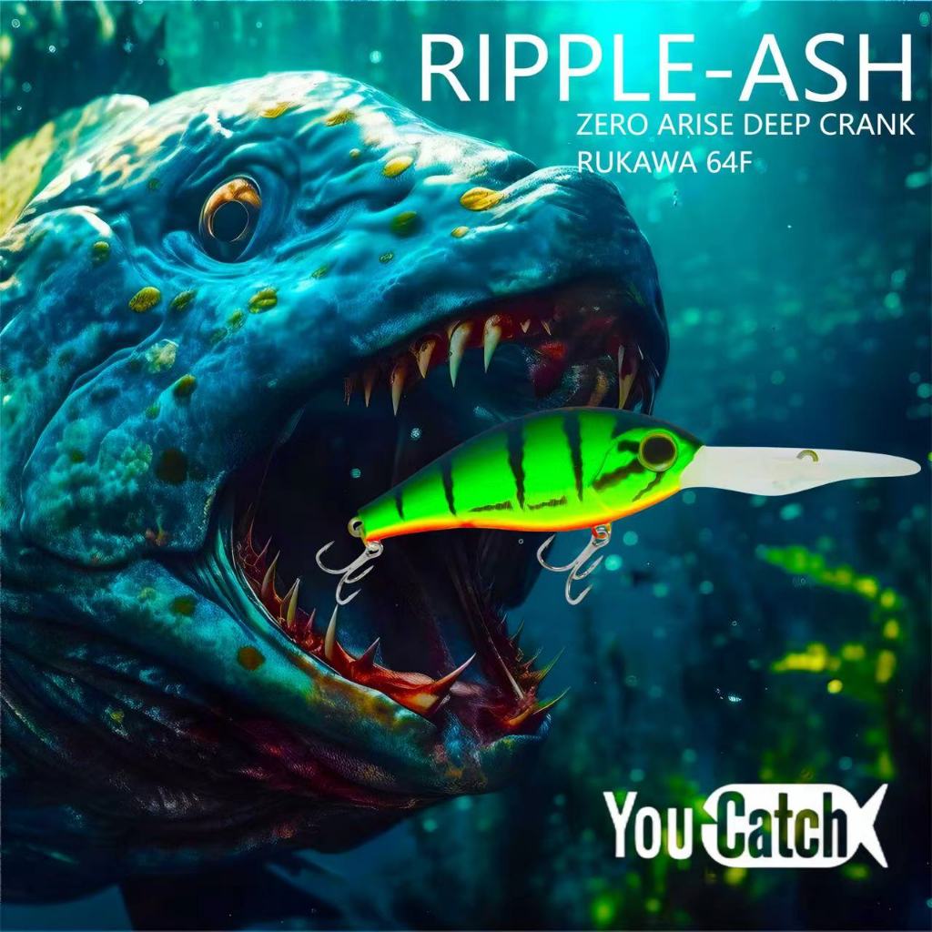 YOUCATCH RIPPLE-ASH FISHING LURE ZERO ARISE DEEP CRANK RUKAWA 64F BAIT ...