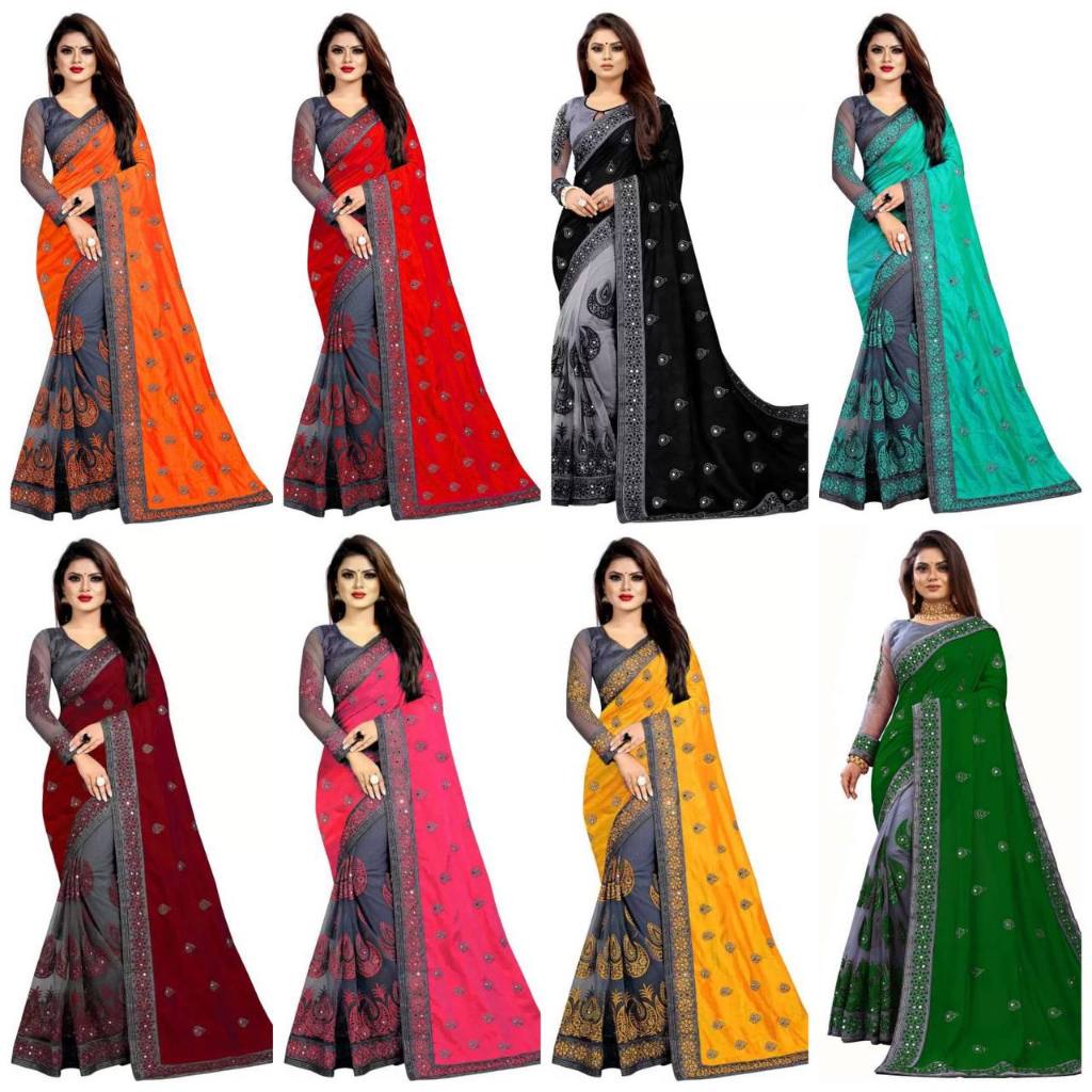 Pretty Kunari Silk With Embroidery work & Lace Border. | Shopee Malaysia