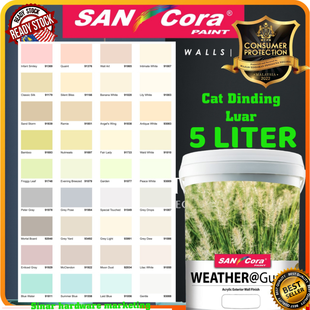 SINAR SANCORA WEATHER GUARD 5 LITER Exterior Wall Matt Paint / Cat ...