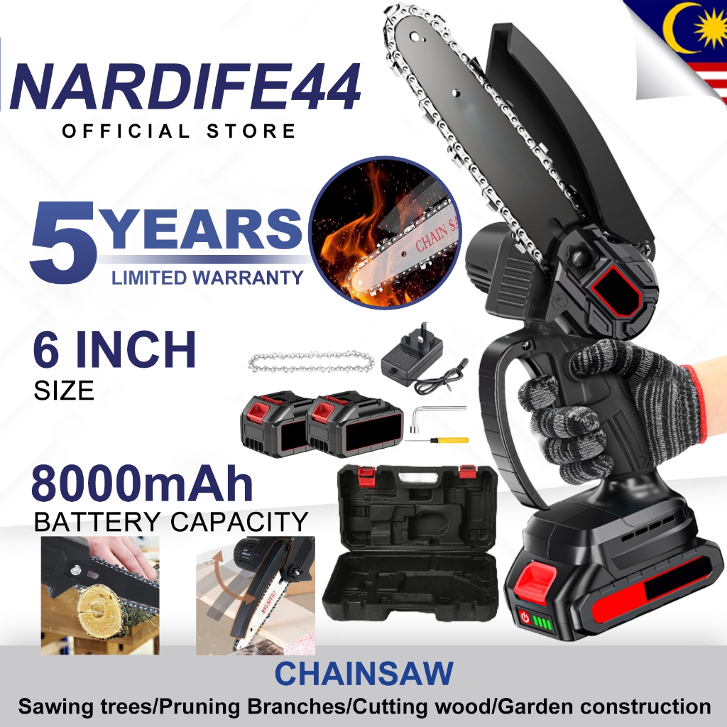 5 Years Warranty Chainsaw 6 Inch Cordless Mini Chainsaw Handheld ...