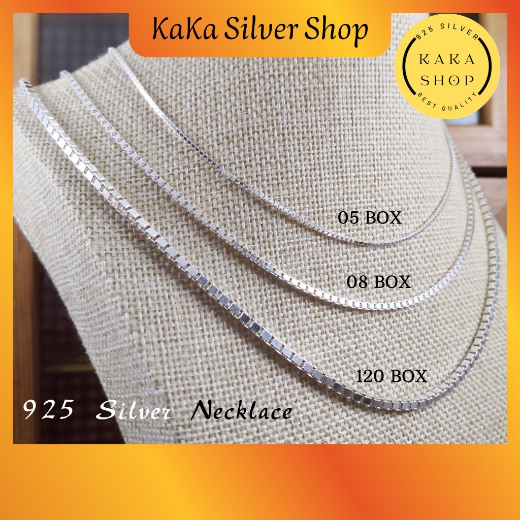 Original 925 Silver BOX Necklace Chain | Rantai Leher BOX Perak 925 ...