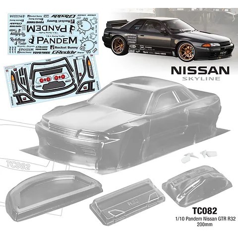 Team C Body Shell 1/10 Clear Body TC082 Pandem Nissan GTR R32, 200mm ...