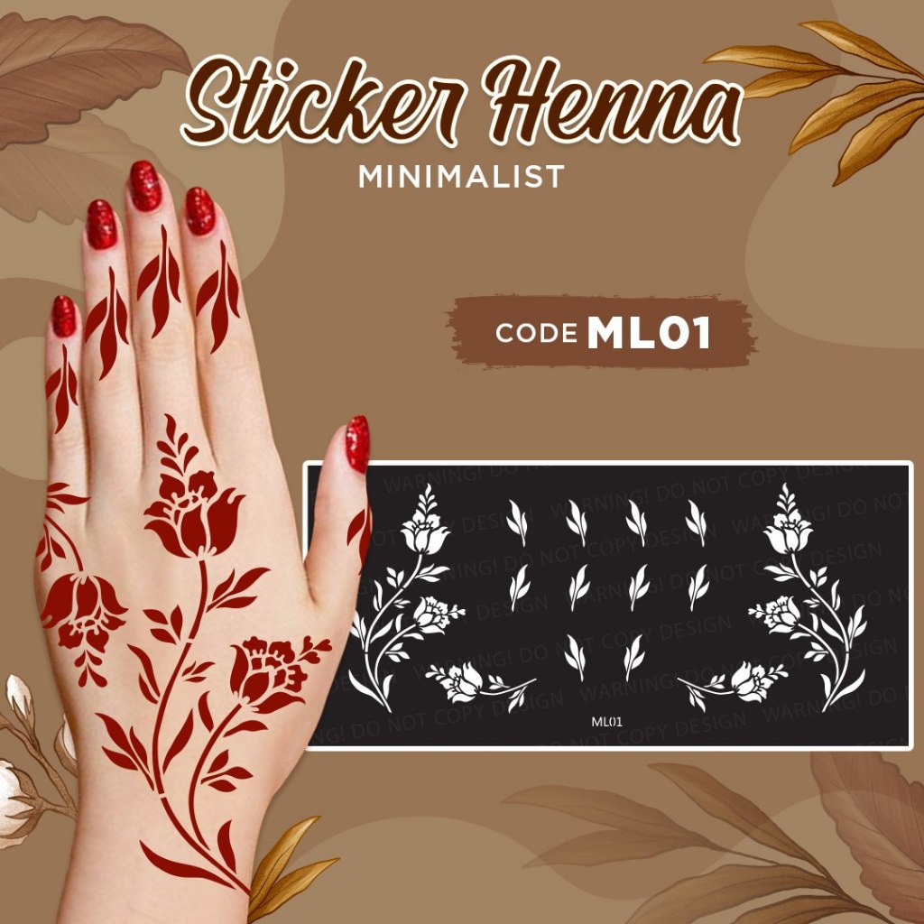 Stiker Inai Minimalis 2024 Henna Minimalist Sticker Latest Design ...