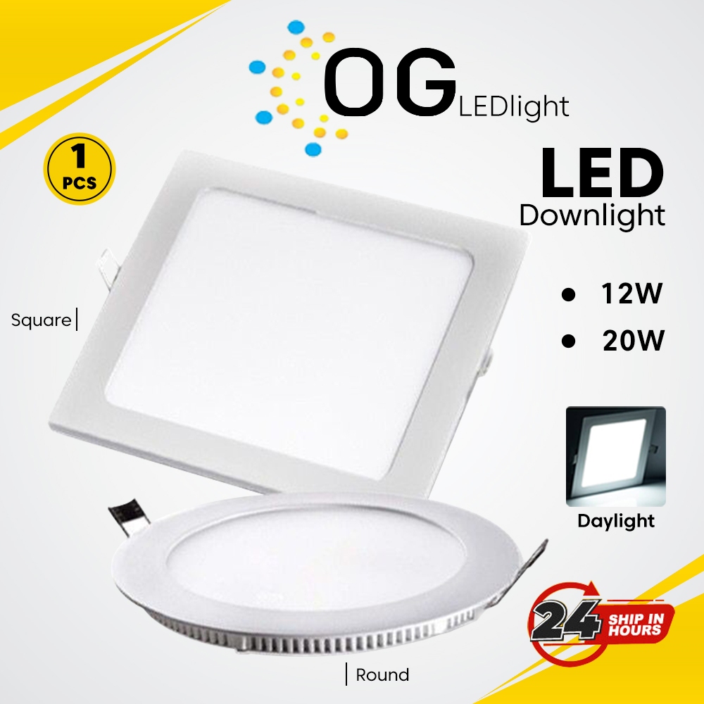 Led Panel Light Downlight 12W / 20W 5.5" & 6.6" (ROUND & SQUARE ...