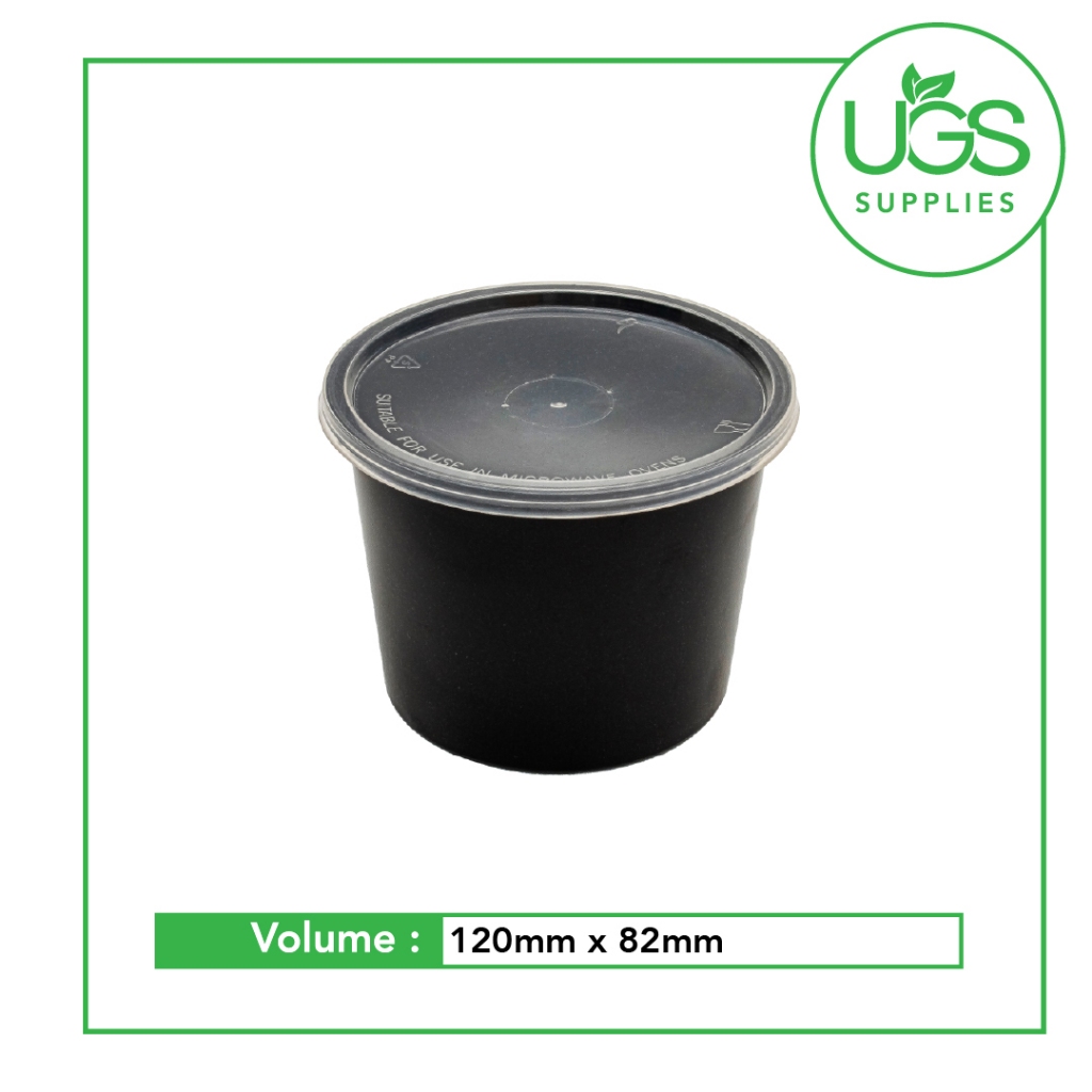 Black Round Container With Lid (50Sets X 1Pkts) | Shopee Malaysia
