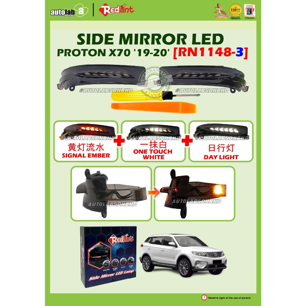 Proton X70 Redant Side Mirror LED Turn Signal Running Light SMOKE ...