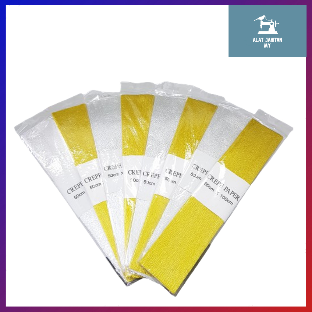 Gold Silver Aluminium Crepe Paper / Wrapping Paper (1pc) 50x100cm ...