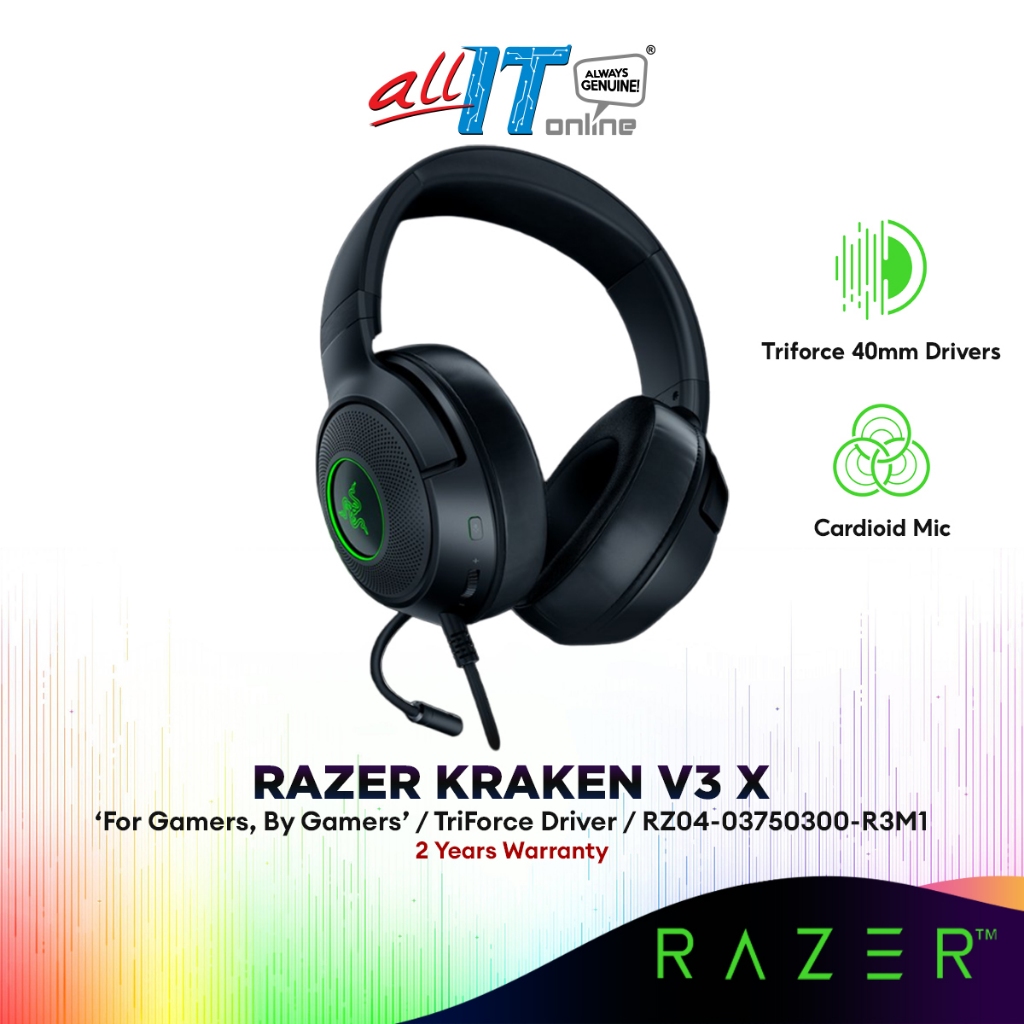 Razer Kraken V3 X Wired USB Gaming Headset | Razer™ TriForce Driver ...