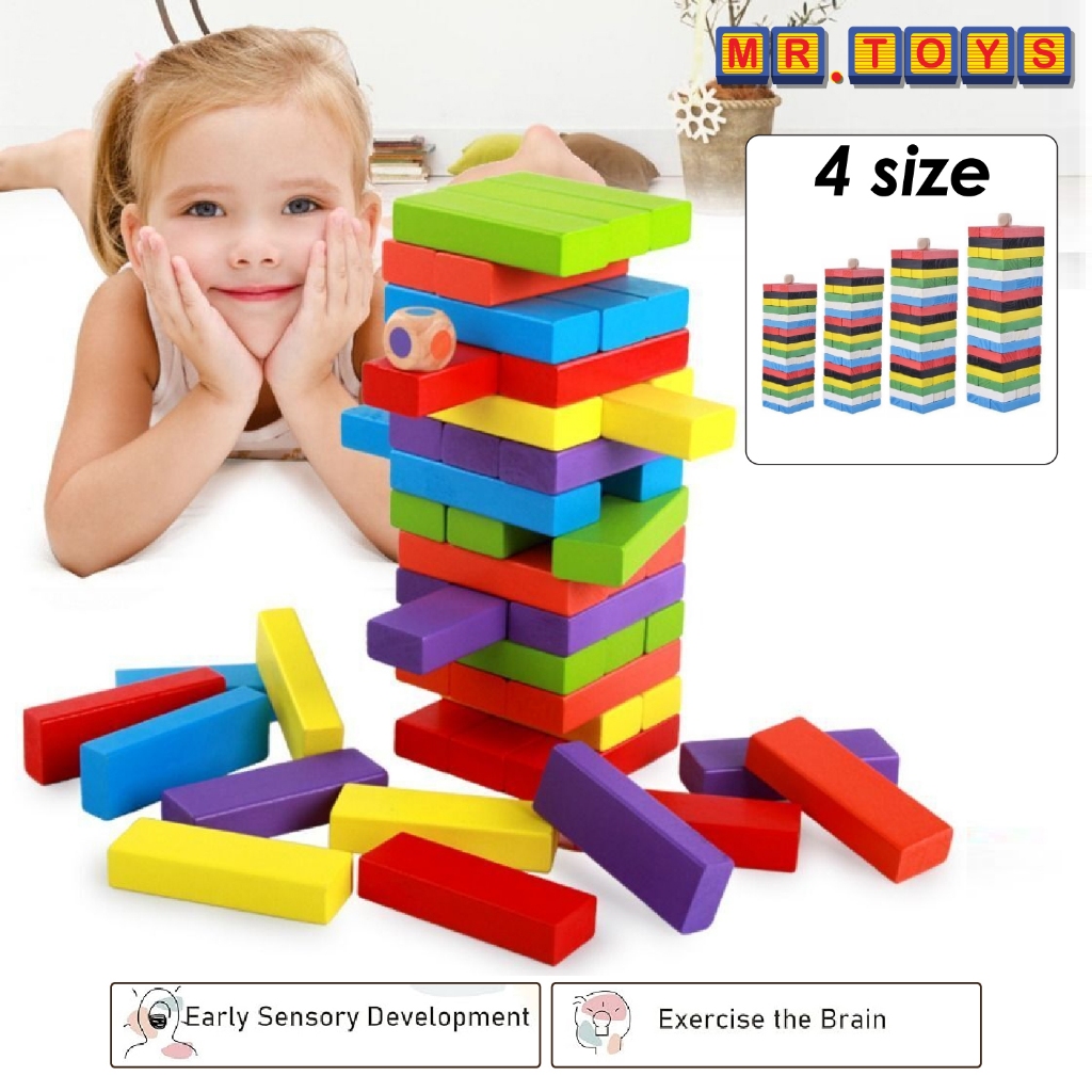 Colourful Wooden Blocks Stacking Balancing Game Tower Tumbling Board ...
