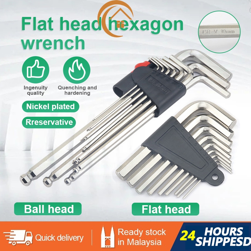 🔧9 pcs Allen Key Wrench Set Ball Point Flat Head Hex Torx Star Extra ...