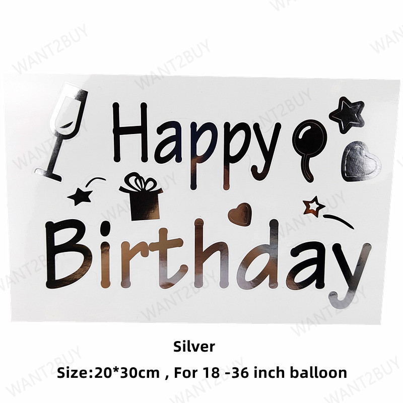 18-36 inch DIY Happy Birthday BOBO Balloon Belon Sticker Love You ...