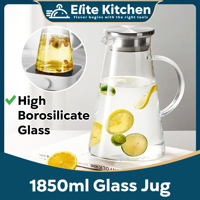 Elite Kitchen - Borosilicate Glass Teapot Hot Cold Water Kettle Jug Air ...