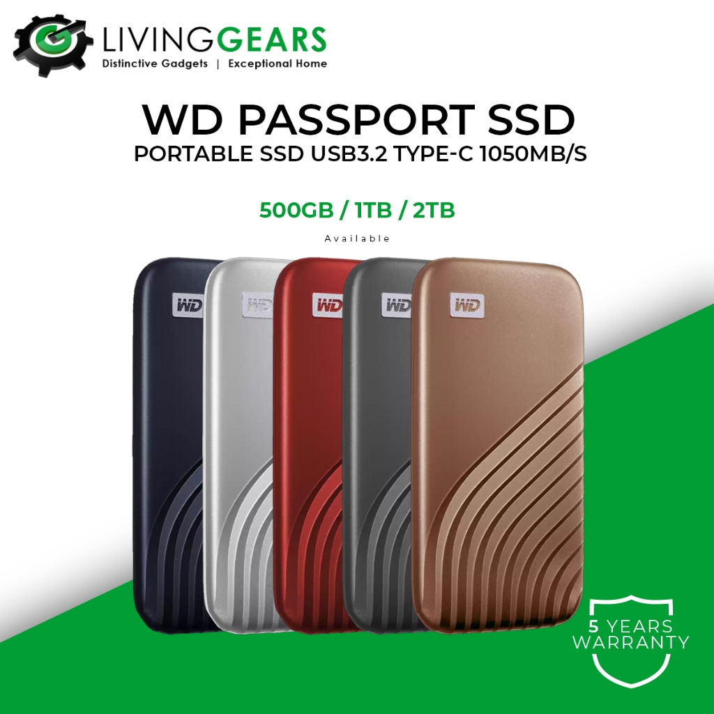 WD WESTERN DIGITAL SSD PORTABLE/EXTERNAL USB 3.2 GEN 2 PASSPORT ( 500GB ...