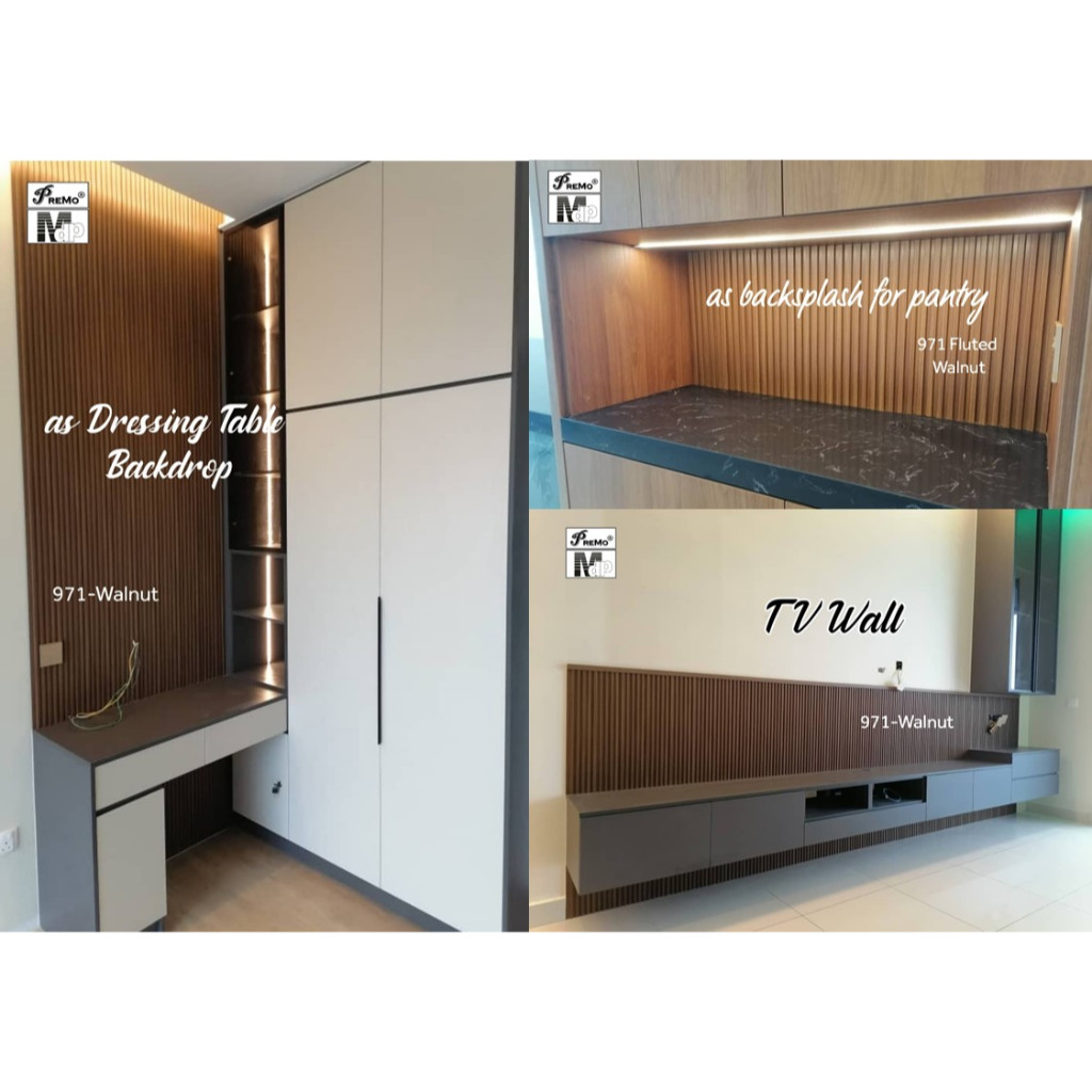 PREMO Fluted/Flat Wall Panel-Duo Tone TV WALL-290cm Long 9.5ft-Wall ...