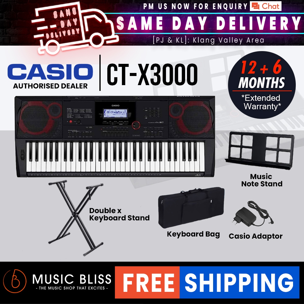 Casio CT-X3000 61-Keys Portable Keyboard with FREE Keyboard Stand and Bag (CTX3000 / CT X3000 ...