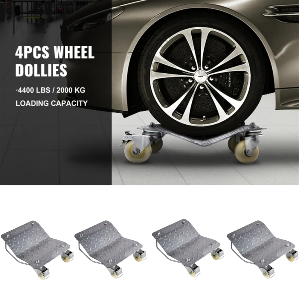 4Pcs Car Tire Wheel Trolley Dollies Vehicle Moving Tire Skates with 4 ...