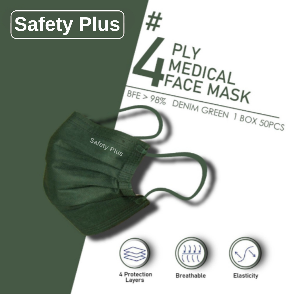 Safety Plus 4PLY Medical Mask BFE 98% Premium Medical Face Mask Extra ...