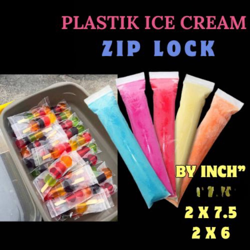HOT! PLASTIK ICE CREAM ZIP LOCK 100PCS / ZIPPER BAG ICE CREAM VIRAL ...