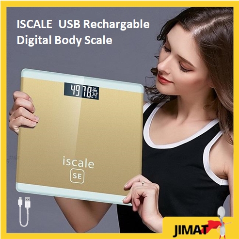 ISCALE 180kg/50g USB Rechargeable Smart Bathroom Personal Floor Body ...