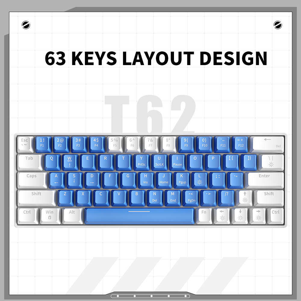 Zifriend T62 Gaming Mechanical Keyboard RGB 60% Layout Pluggable Wired DualColor PBT Keycaps ...