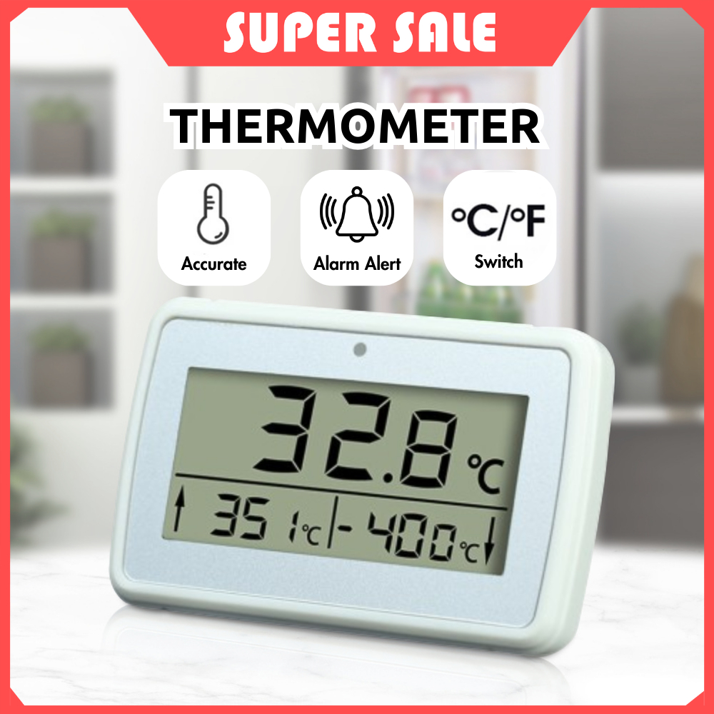 Digital Thermometer with Alarm Alert LCD Display Temperature Meter ...