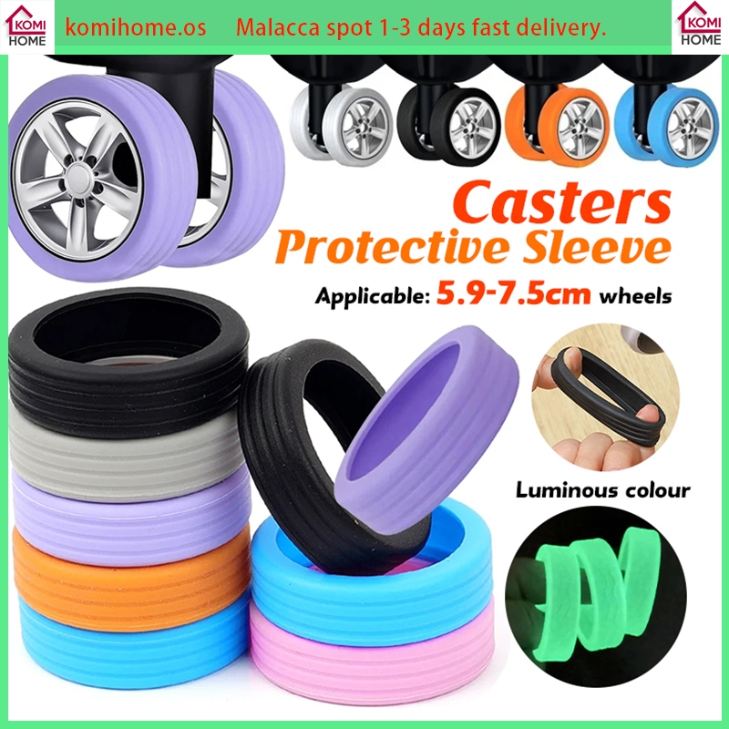 8pcs/set Anti-wear Luggage Wheels Protector Cover Elastic Protect your ...