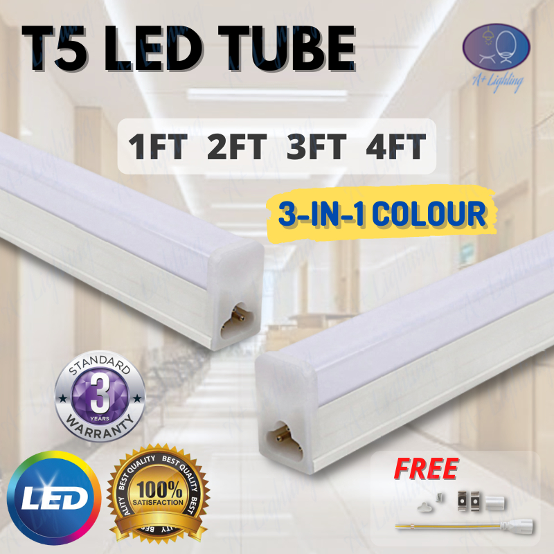 [3 Years Warranty] 3 Colour T5 LED Tube Light 1ft 2ft 3ft 4ft Plaster Ceiling Siling Lampu ...