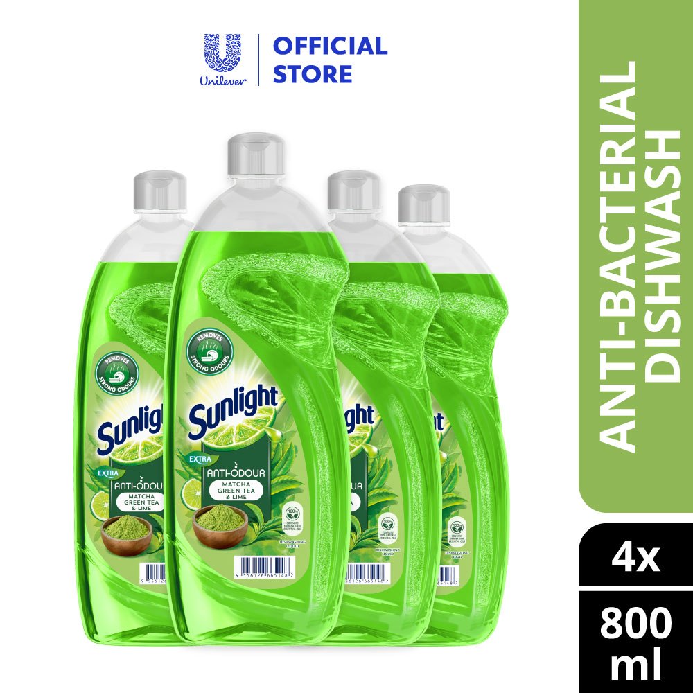 [Bundle of 4] Sunlight Dishwash Liquid Extra Anti-Odour Green Tea ...