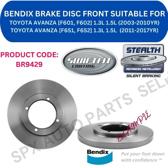 BENDIX DISC BRAKE ROTOR (FRONT) FOR TOYOTA AVANZA [F601, F602] 1.3L 1 ...