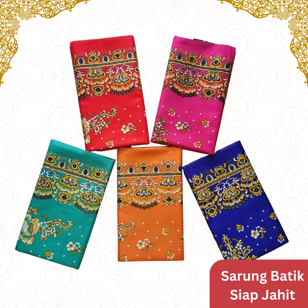 [SIAP JAHIT] Kain Sarung Batik Floral Corak Kain Polyester Serap Air ...