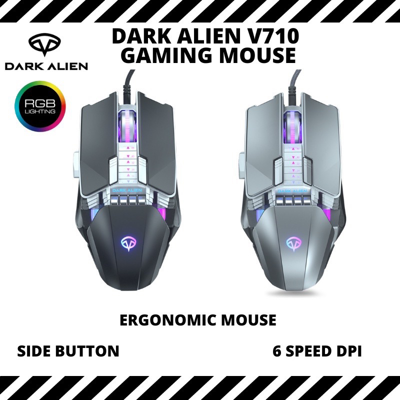 Dark Alien V710 Metal Case RGB 8000 DPI 7 Keys Marco Programming Gaming ...