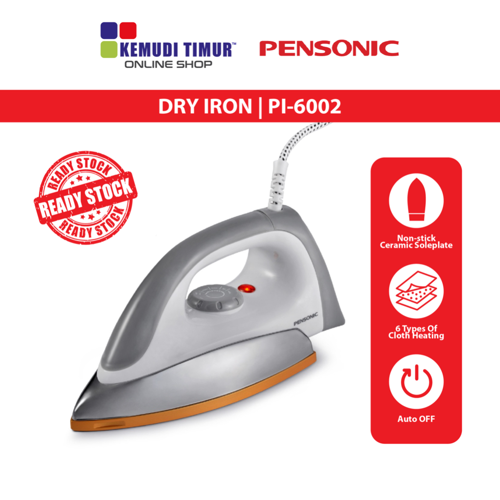 PENSONIC DRY IRON 1.8KG SILVER METAL NON-STICK CERAMIC SOLEPLATE | PI ...