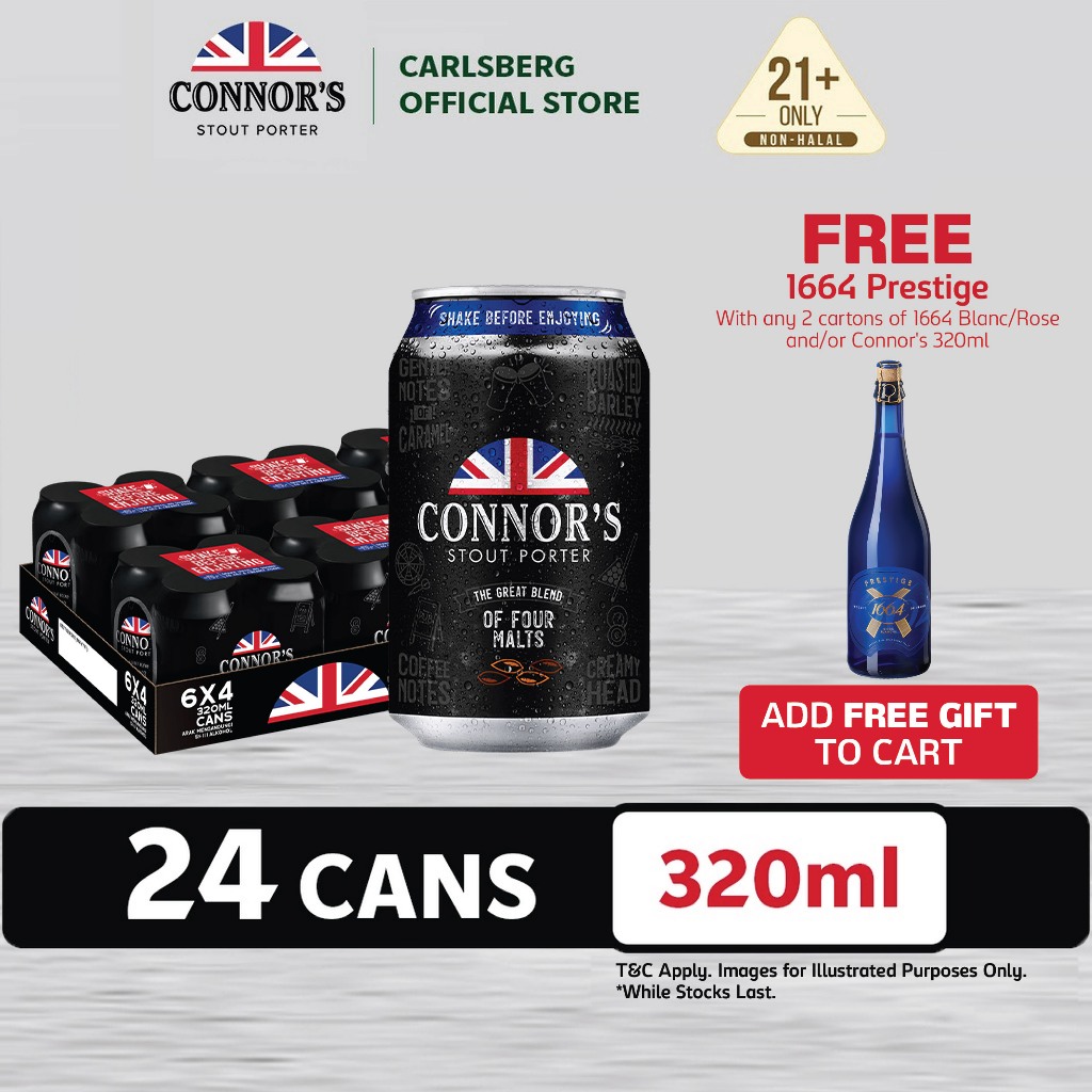 Connor's Stout Porter Can Premium Stout Beer 5.0% Alcohol (320ml x 24 ...