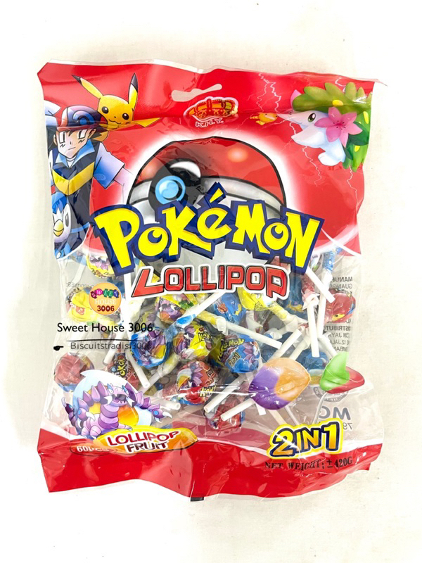 60’s Pokemon Lollipop 2 in 1 Fruit Flavoured Childhood Snacks | Shopee ...