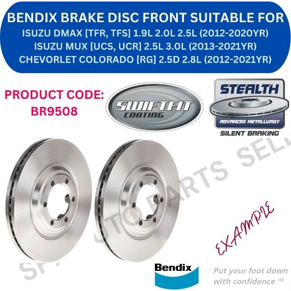 BENDIX DISC BRAKE ROTOR (FRONT) FOR ISUZU DMAX [TFR, TFS] '12-20YR / MUX [UCS, UCR] '13-21YR ...