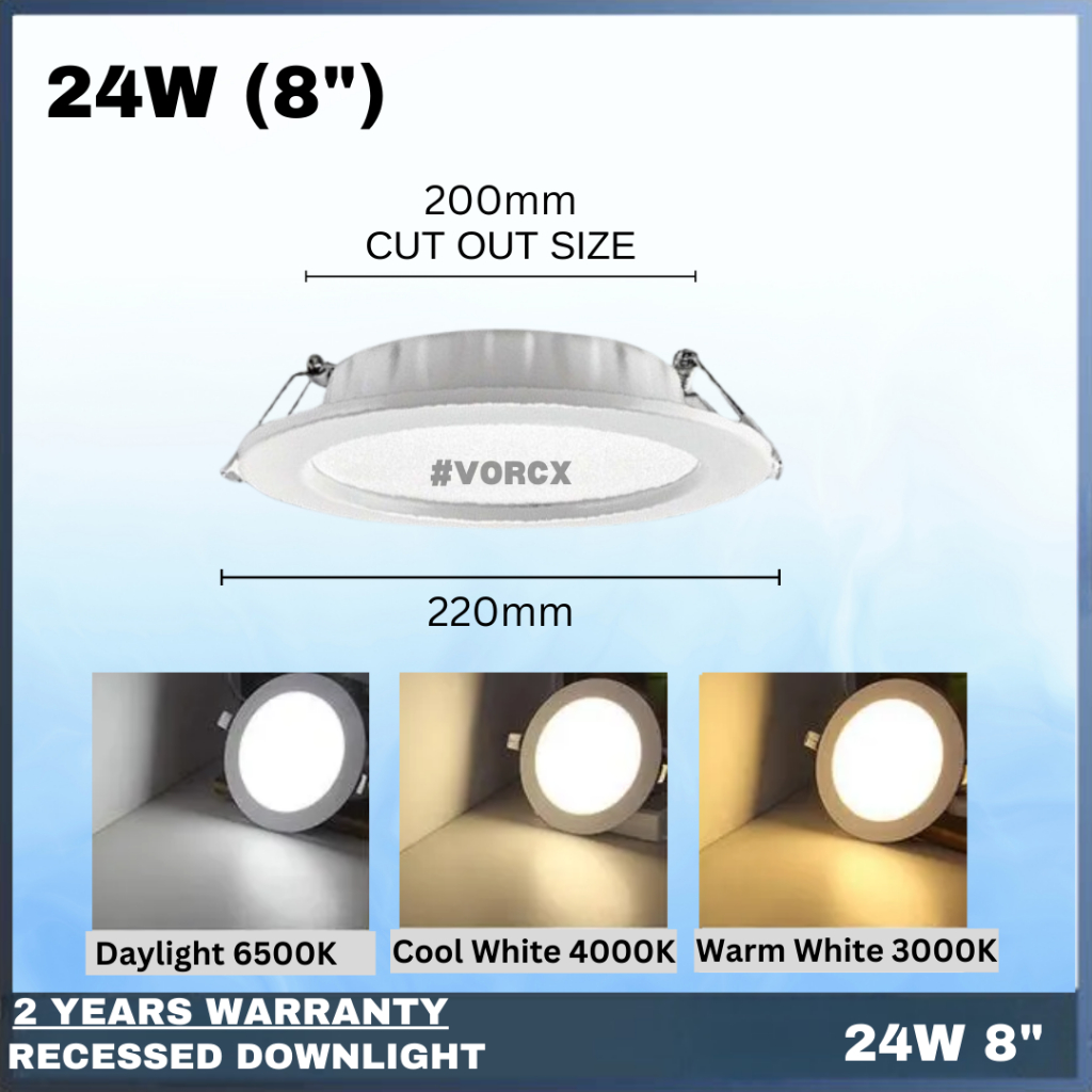 DLT LED Downlight 12W 18W 24W Recessed Lampu Siling Rumah Round Square ...