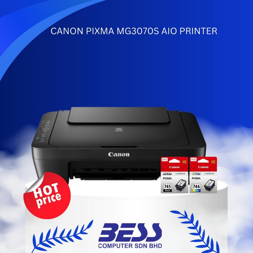 CANON PIXMA MG3070S AIO PRINTER (1 SET INK INCLUDED) | Shopee Malaysia
