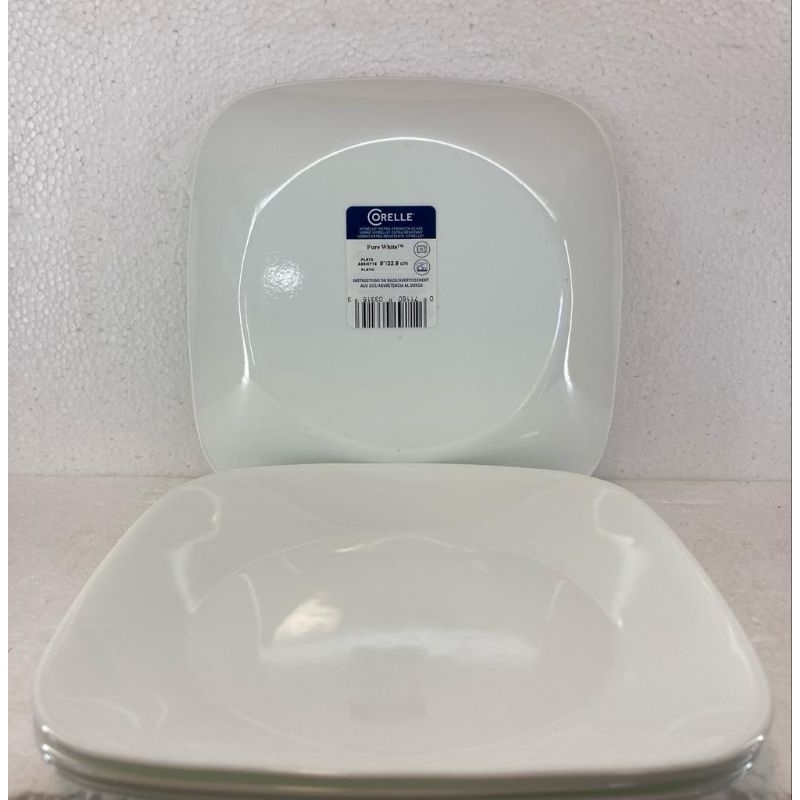 Corelle Pure White (Square Luncheon Plate 4pcs) | Shopee Malaysia