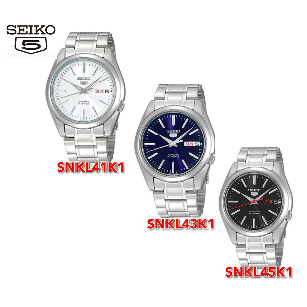 Seiko 5 SNKL45K1 / SNKL43K1 / SNKL41K1 Automatic Gents Stainless Steel ...