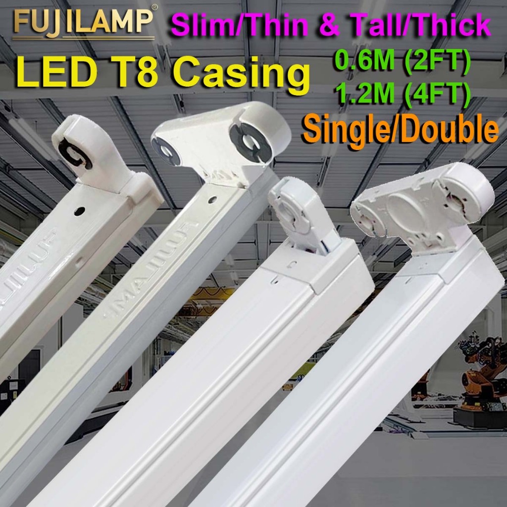 Thin/Thick Led Casing [4ft & 2ft] [Single/Double] [Slim/Thin] [Tall/Thick] Casing Fitting for ...