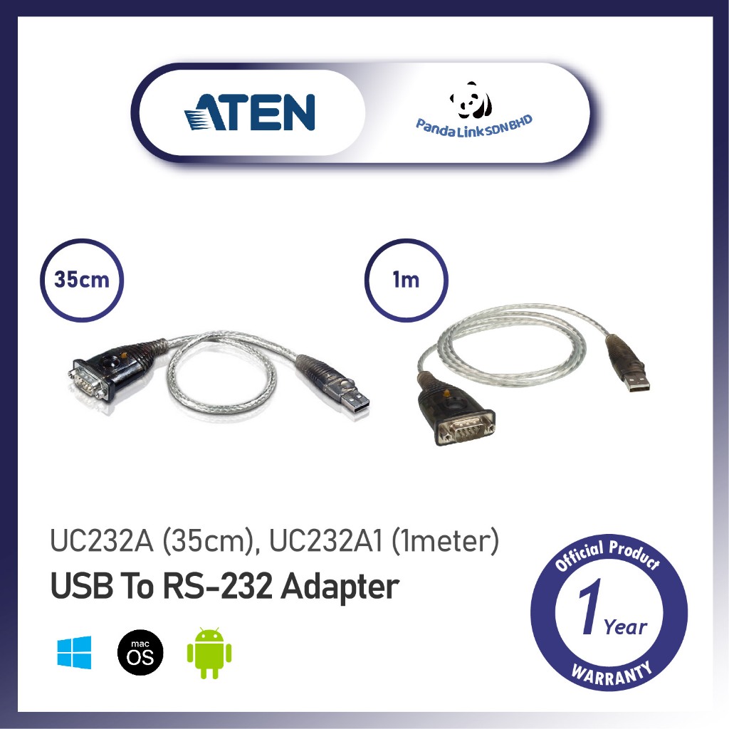 ATEN UC232A/UC232A1 USB to RS-232 Converter (35cm, 1M) | Shopee Malaysia