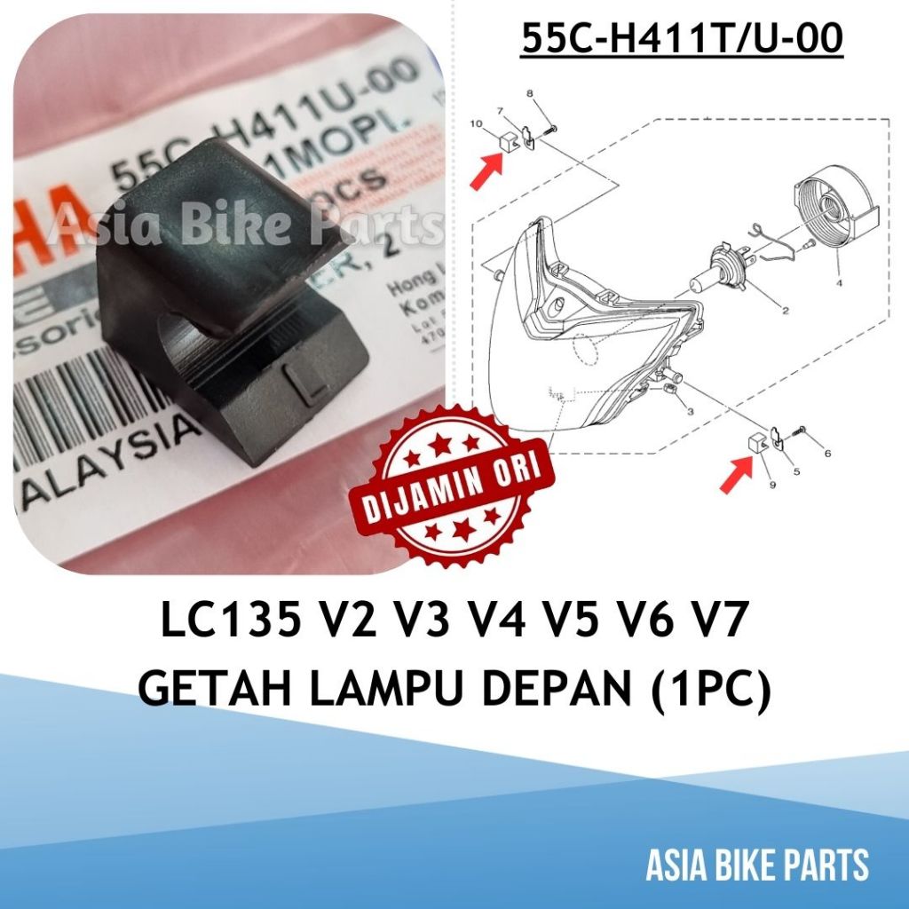 Yamaha Original LC135 V2 V3 V4 V5 V6 V7 Headlight Holder / Getah Lampu Depan - 55C-H411T-00 ...
