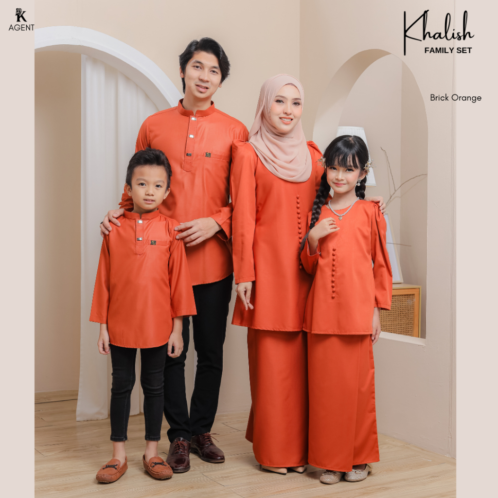 SET SEDODON KURUNG RIAU KHALISH COTTON OREN BATA BY KASMIZA | Shopee ...