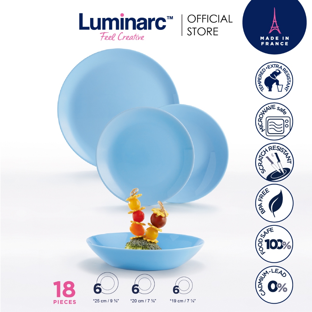 Luminarc 18Pcs Diwali Dinner Set - Light Blue (18 Pieces) [Model: P2962 ...