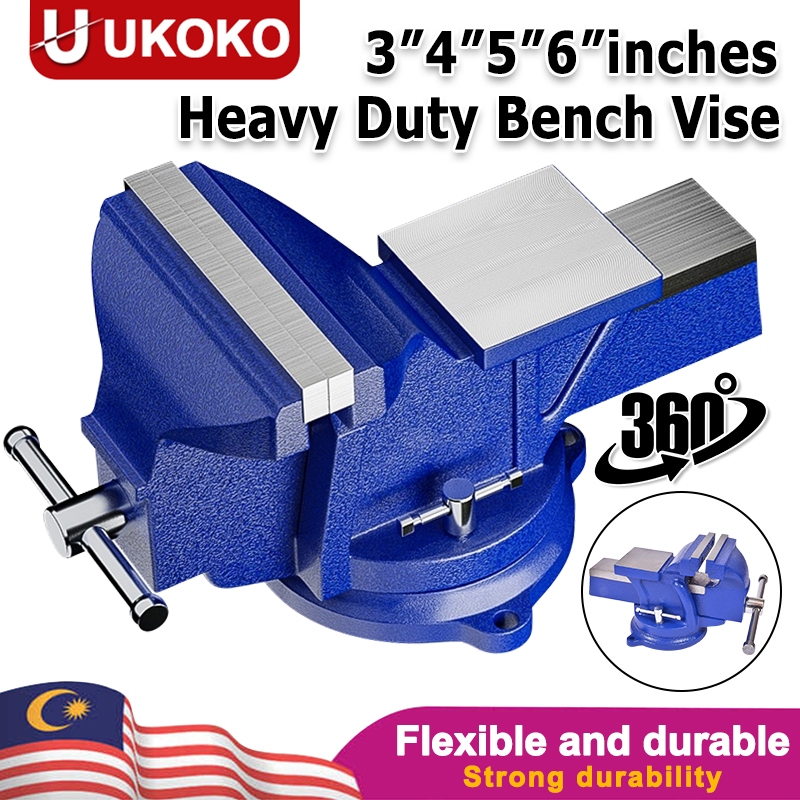 3'' / 4" / 5 '' / 6 " Heavy Duty Clamp Bench Vise Clamp Tool 360° Rotation Ragum Meja Inch ...