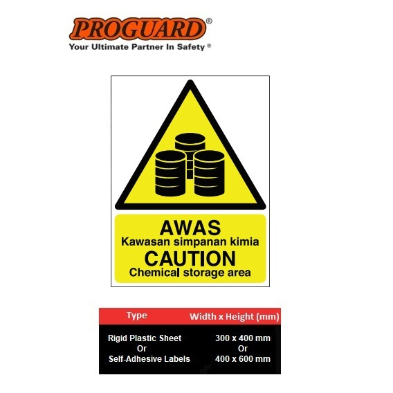 Proguard Chemical Storage Area Safety Warning Sign Indoor Outdoor ...
