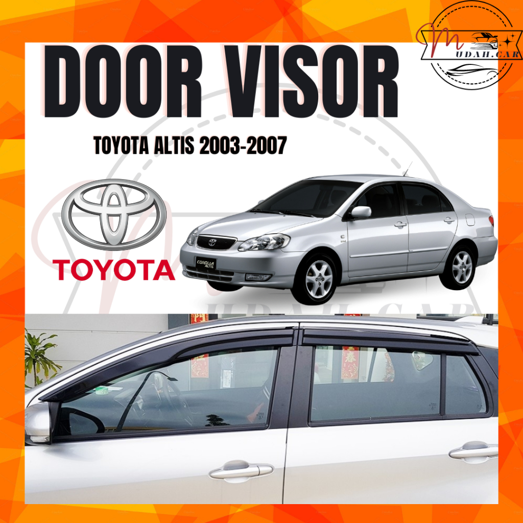Toyota Altis 2003-2007 Door Visor Air Press Window Mugen Style Acrylic ...