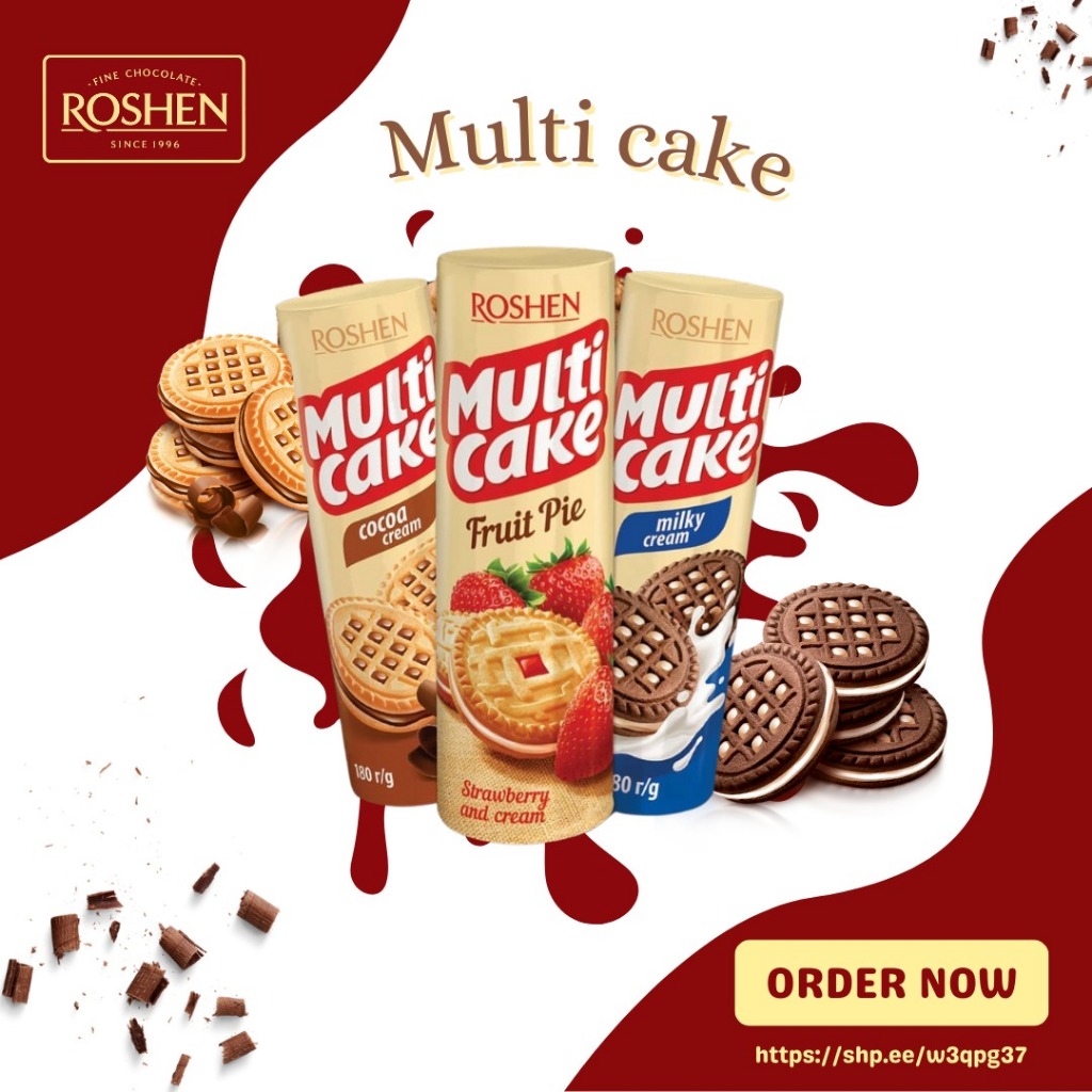 ROSHEN Multicake Biscuit (180g/Pack Of 1) Roshen biskut berinti ...