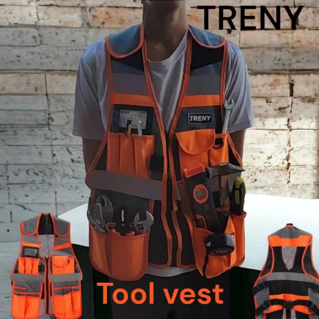 Work Vest Tool Vest Zipper Bag Multi-Pocket Safety Maintenance Kit for ...